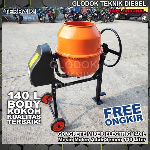 Jual Mesin Molen Alat Pengaduk Cor Semen Elektrik 140 Liter Beton Concrete Mixer Machine ...
