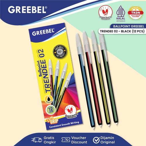 Jual Pena Pulpen Greebel Trendee 02 Hitam Ballpoint Pen Black [1 Pak ...
