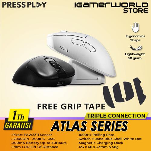 Jual Press Play Atlas Ultralight Ergonomic Wireless Triple Connection ...