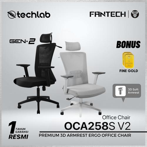 Promo Fantech OCA258s V2 / OCA-258s V2 Office Chair 3D Armrest Soft Kursi Kantor - Black, Emas ...