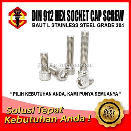 Jual SS 304 / Baut L M3x25 / Hex Socket Stainless M3 Pitch 0,5 Kunci L ...