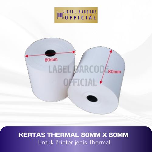 Jual ROLL PAPER KASIR KERTAS THERMAL 80 X 80 STRUK KASIR 8X8 CM 8080 ...
