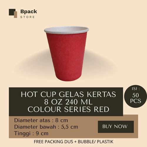 Jual Paper Hot Cup gelas kertas 8 oz 240 ml Warna Merah Biru Kuning ...