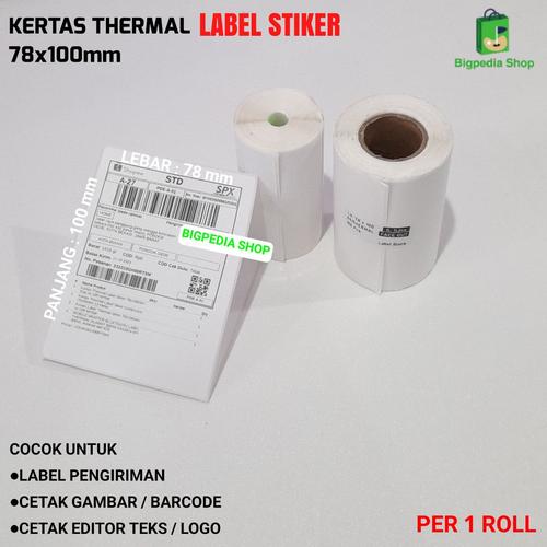 Jual Kertas Thermal STIKER LABEL 78mm X 100mm Isi 100 Lembar - Kota ...