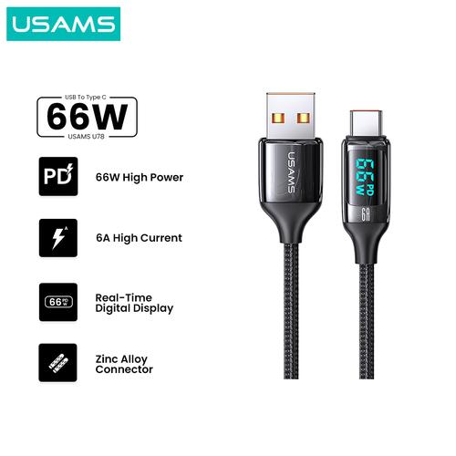 Promo USAMS U78 Kabel Data Fast Charging 6A/66W Type C Digital Display ...