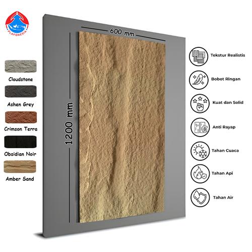 Jual 3D Stone Wallpanel Motif Batu Alam Ukuran 60cm x 120cm - Crimson ...