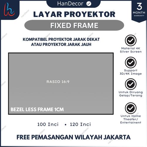 Promo Screen layar Projector Fixed Frame 100-120 Inch 16:9 Support 4K ...