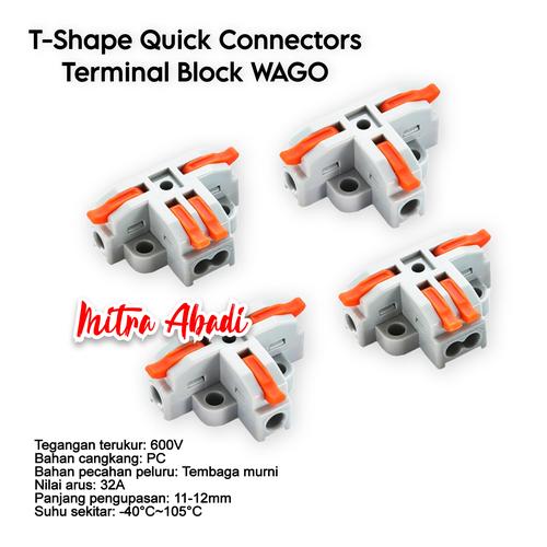Jual T-Shape Quick Connectors Terminal Block WAGO / Blok Terminal Jepit ...