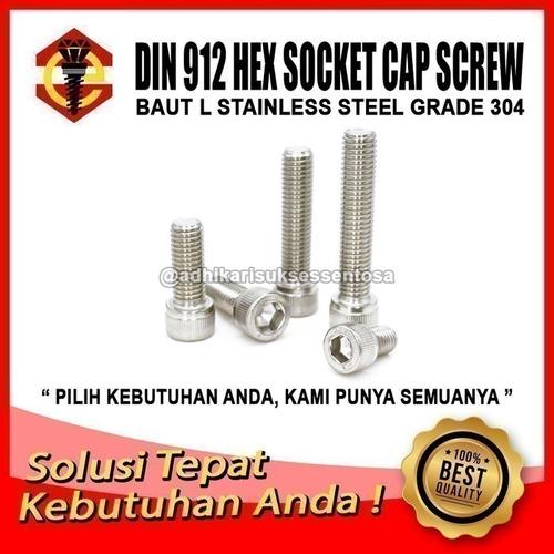 Jual SS 304 Baut L M12x50 / Hex Socket Stainless M12 Pitch 1,75 Kunci L ...