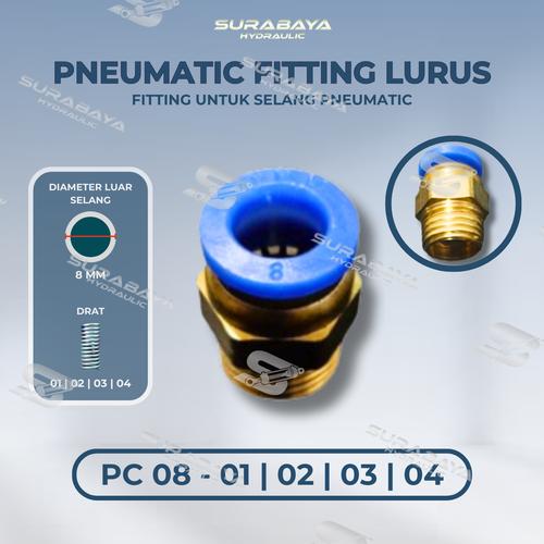 Jual PC 08-02 | Pneumatic Fitting Lurus PC08-02 | Sambungan / Konektor Selang Hose Pneumatic ...