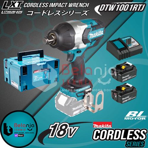 Promo Makita Impact Wrench Baterai DTW1001 RTJ Cordless Brushless 3/4 ...