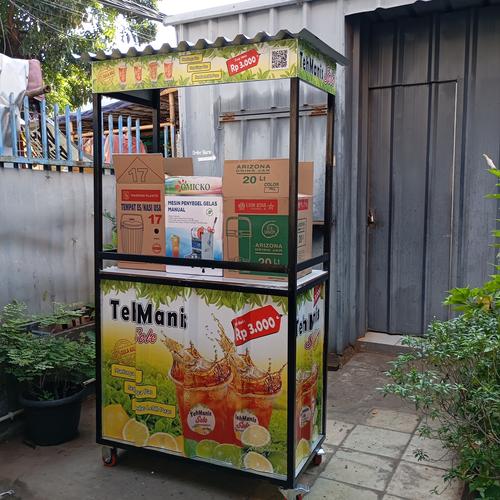 Jual paket usaha esteh es teh manis solo booth besi - dengan penutup ...