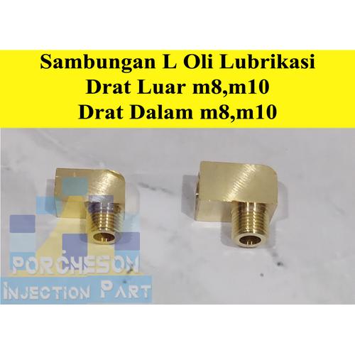 Jual Fitting Knee L Sok sambungan Reducer Oli Lubrikasi Pelumas - L m10 D m8 Set - Kota ...