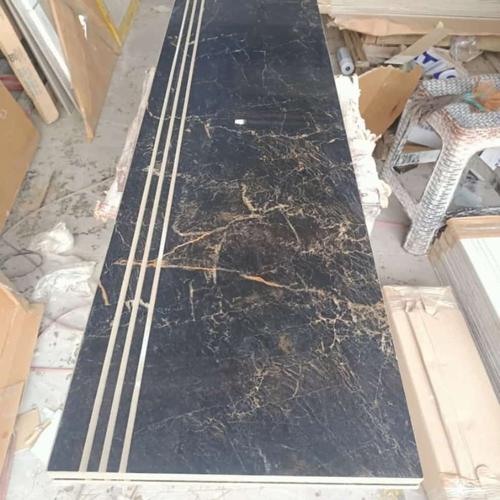 Jual granit lantai pijakan anak tangga hitam serat gold 30x90 custom ...