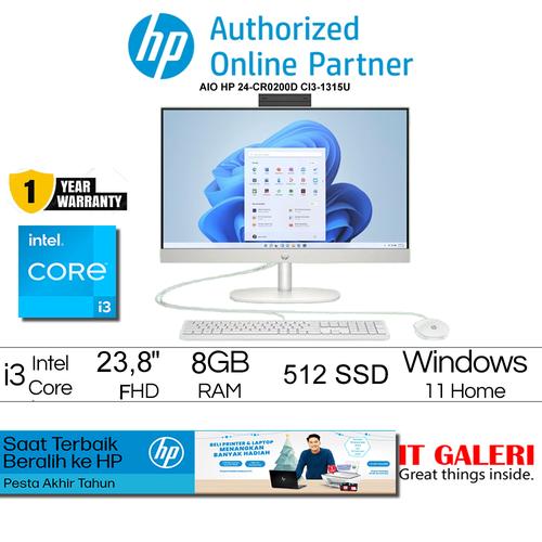 Promo PC AIO HP 24-Cr0200D Intel Core I3-1215U/Ram 8GB/Ssd 512GB/Layar ...