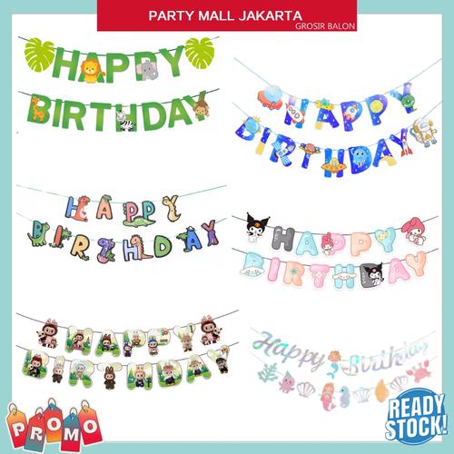 Jual Banner Happy Birthday Karakter Animasi (Pokemon, Lotso, Sanrio ...