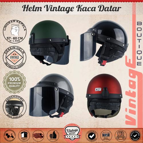 Jual Helm Vintage Chips Retro Cetok Setengah Kepala Dewasa Kaca Datar ...