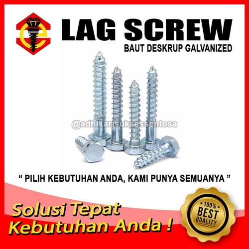 Jual Galvanis / Hex Lag Screw M6 / Hexagon Deskrup 1/4x1 1/2" / Baut ...