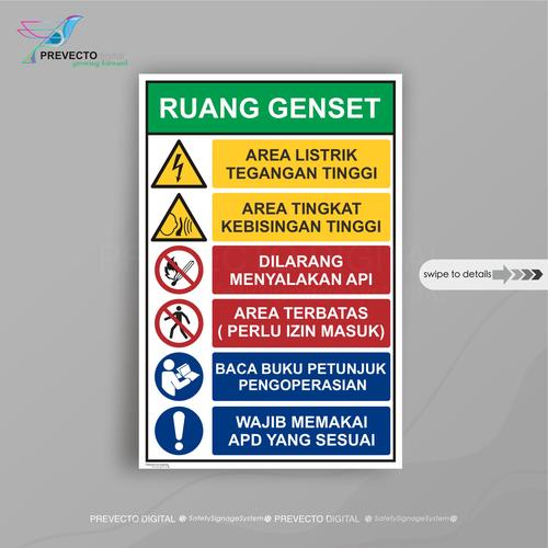 Jual Sticker Safety Sign K3 Ruang Genset | Genset Room Sticker Sign ...