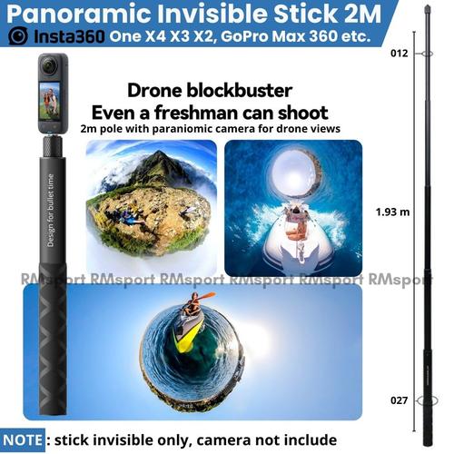 Promo Panoramic Invisible Stick selfie Ultra Long 2M for Insta360 X4 X3 ...