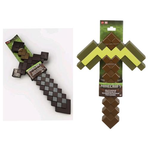 Jual Minecraft role play battle toy with pixelated design gold pickaxe ...