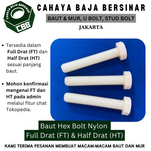 Jual Baut Segi 6 Nylon M16 - 2.00 FT (Hex Bolt) - M16 x 50mm - Jakarta ...
