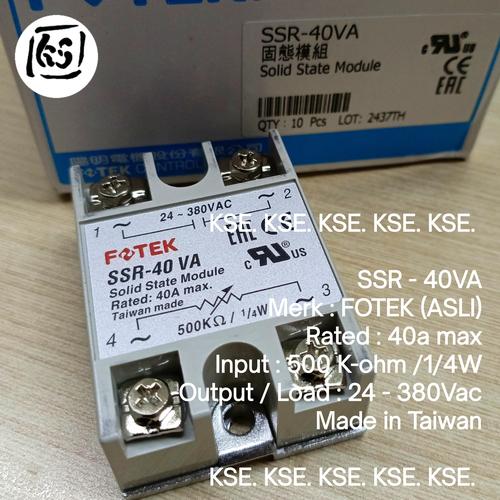 Jual solid state relay/SSR-40VA(40a)-FOTEK /input 500 k-ohm/1/4W output 24-380vac - Jakarta ...