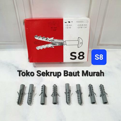 Jual Fisher Fiser Viser Piser Sekrup Wall Plug S 8 Skrup S8 Isi 100pcs ...