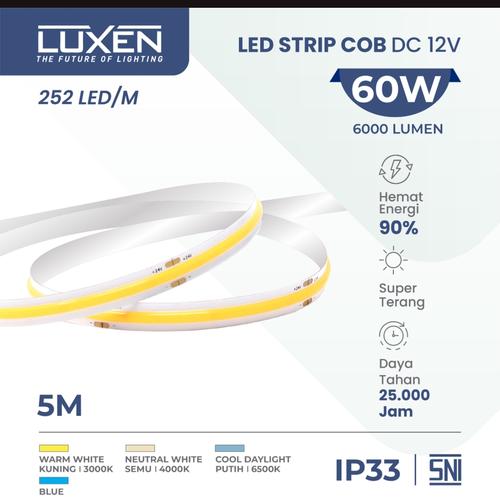 Jual luxen lampu LED strip COB 12v 60w 6500k 4000k 3000k - 3000K ...