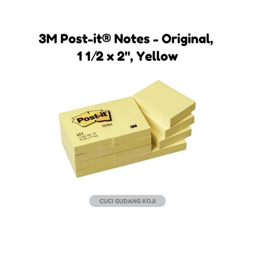Jual 3M Post-It Sticky Notes Kuning 653 Yellow 1.5x2inch 1pack(12pads ...