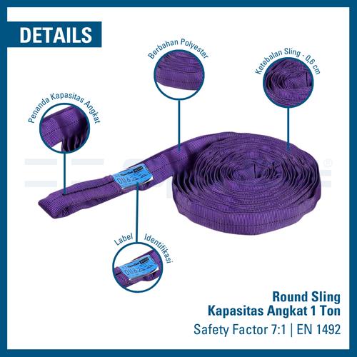 Promo [RS-L1000] SPANSET Roundsling 1 Ton, Safety Factor 7:1, Tali Angkut & Angkat Beban / Sling ...