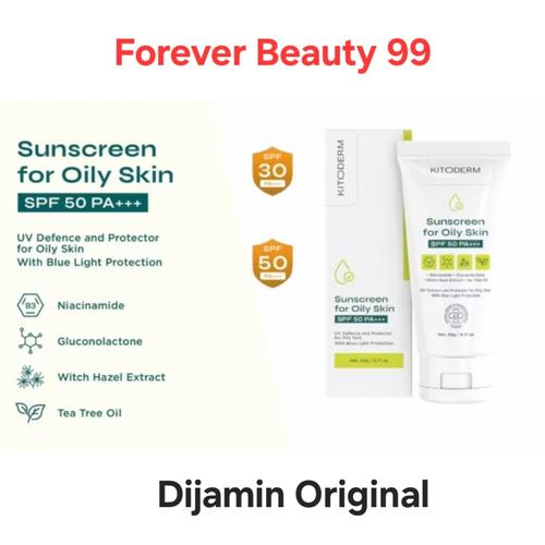Jual Kitoderm Sunscreen for Oily Skin SPF 30 / SPF 50 PA +++ sunblock cream kulit berminyak ...