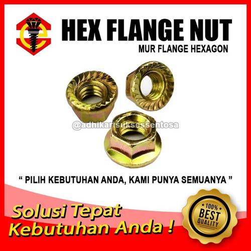 Jual Mur Kuning Topi / Hex FLANGE NUT M10 Pitch 1,25 Kunci 14 - Kota ...