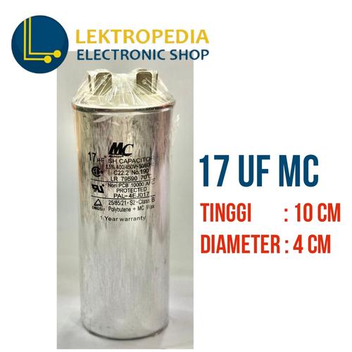Jual Kapasitor AC 17uf 450v MC Bulat Soket Ori 17 uf mikro 16mikro ...