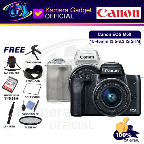 Promo CANON EOS M50 KIT 15-45MM IS STM PAKET BONUS 6 ITEM MEMORY 32GB ...