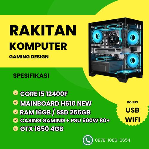 Jual PC Komputer CPU Rakitan Gaming Core i5 12400F RAM 16GB SSD 256GB GPU VGA GTX 1650 4GB ...