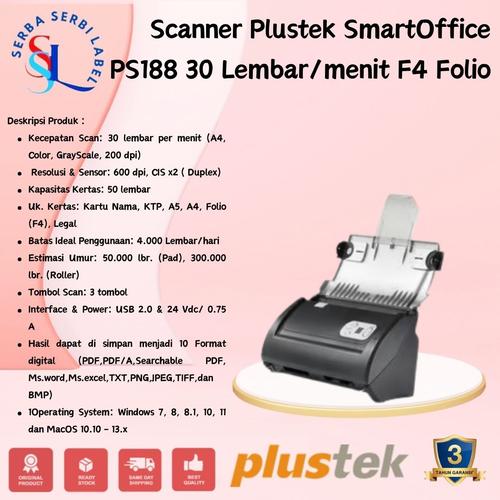Jual SCANNER PLUSTEK SMARTOFFICE PS188 ORIIGNAL GARANSI RESMI - PLUSTEK ...