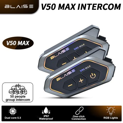 Jual BLAISE V50 MAX Mesh Intercom Headset 2-50 Pengendara Helm Headset ...