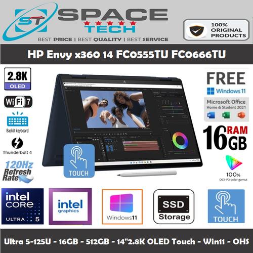 Promo HP Envy x360 14 FC0555TU FC0666TU Ultra 5 125U 16GB 512GB 14″2.8K ...