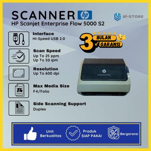 Jual Scanner F4 Folio HP Scanjet Enterprise Flow 5000 S2 Bisa Duplex ...