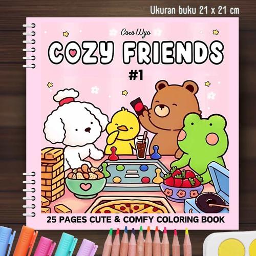 Jual Coco Wyo Cozy Friends #1 , Cute & Comfy Coloring Book For Adults ...