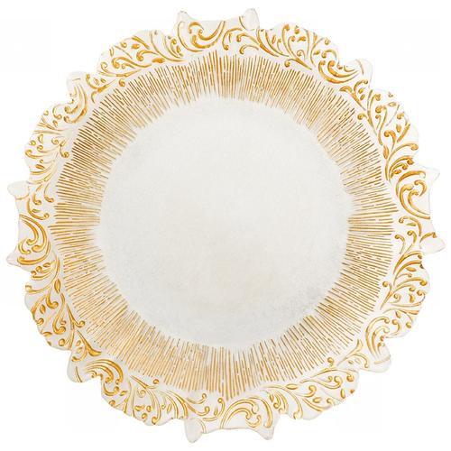 Jual Piring Makan Kaca Charger Plate Gold Edge Transparent Glass ...