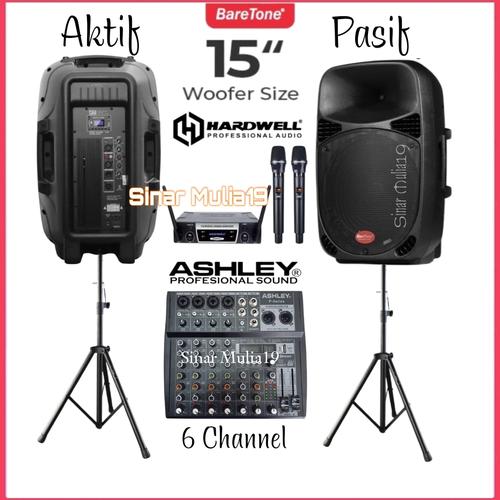 Jual Paket Sound System Karaoke Speaker 15 Inch BareTone [ Aktif Pasif ] Mixer 6 Channel Ashley ...