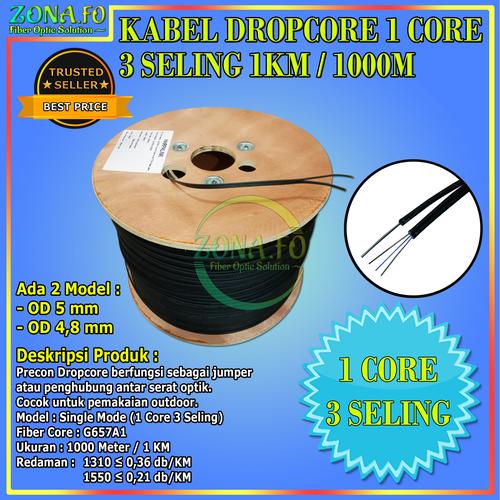 Promo Kabel Dropcore 1 Core 3 Seling 1km 1000m Wire Fiber Optic FO ...