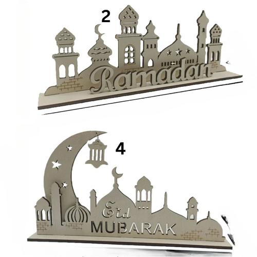 Jual Hiasan ornamen dekorasi meja kayu Ramadan Lebaran Idul Fitri ...