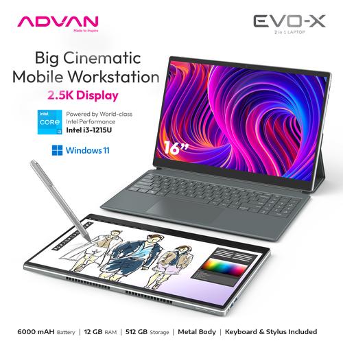 Promo (FREE STYLUS PEN + KEYBOARD MAGNETIC) ADVAN Evo-X 16 Laptop ...