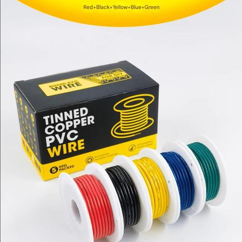 Jual KABEL AWG SET 5METER 1007 PVC WIRE -5ROLL - MERAH, HITAM, KUNING ...