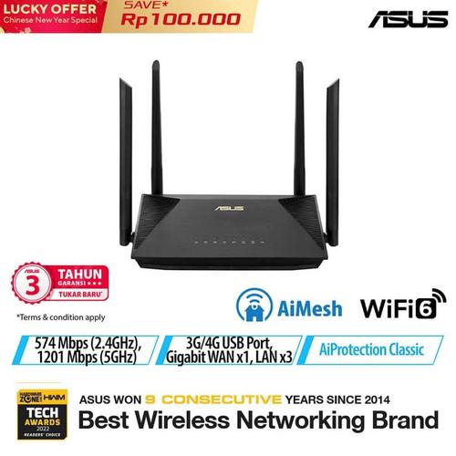 Jual [BEST QUALITY] ASUS RT-AX53U AX1800 DUAL BAND WIFI 6 WIRELESS ...
