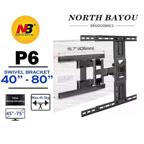 Jual BRACKET TV LCD/LED SWIVEL NORTH BAYOU P6 UP TO 45 - 75 INCH ...