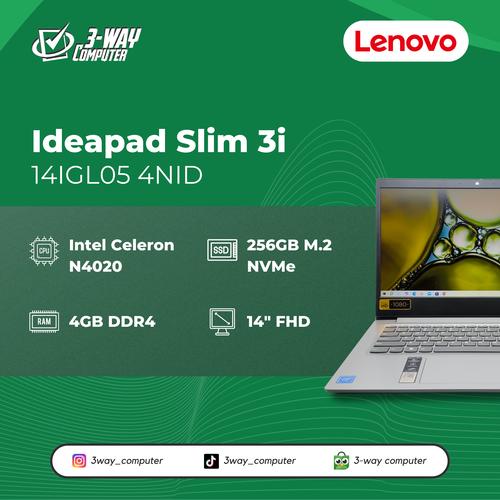 Jual Lenovo Ideapad Slim 3i 14IGL05 4NID – Intel N4020|4GB|256GB|14" FHD - Kota Semarang - 3-Way ...